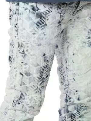 PURPLE BRAND Monogram-jacquard Acid-wash Jeans