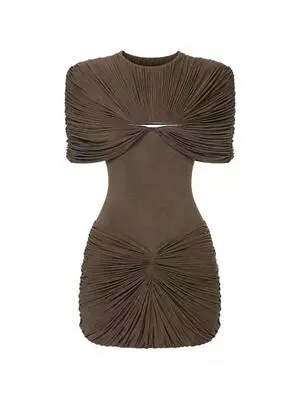 CHATS BY C.DAM Draped Mini Dress - Brown