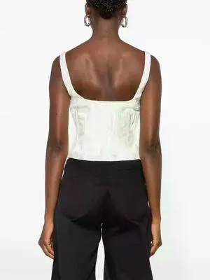 Alexander McQueen Floral Jacquard Lace-up Cropped Top