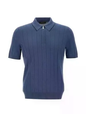 GRAN SASSO Ribbed-knit Silk Polo Shirt