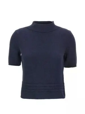 GRAN SASSO Braided Short-sleeve Sweater - Blue