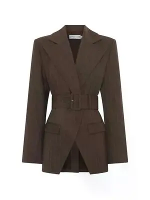 Anna Quan Colin Belted Pinstriped Blazer