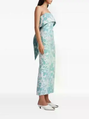 Anna Quan Gretel Floral-jacquard Strapless Midi Dress
