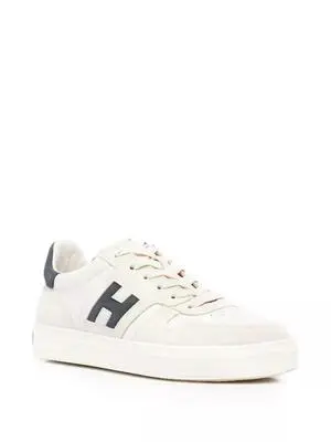 Hogan H-tv Logo-patch Panelled Sneakers - Neutrals