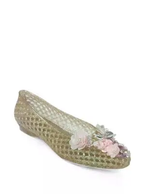 HEAVENLY JELLY Hibiscus Floral-appliqué Ballet Flats