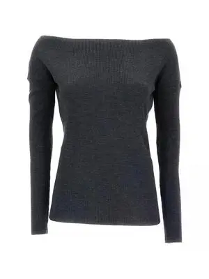 P.a.r.o.s.h Off-shoulder Ribbed-knit Sweater - Grey