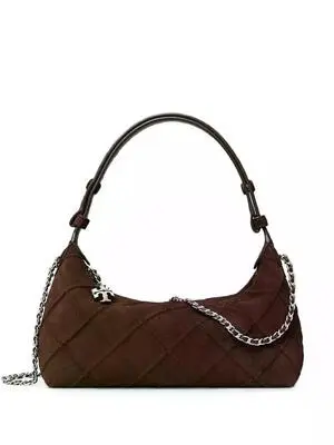 Tory Burch Fleming Quilted Suede Crossbody Bag - Brown