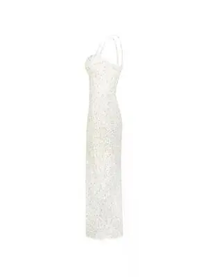 ADAMARIS Sequin-embellished Lace-trimmed Midi Dress