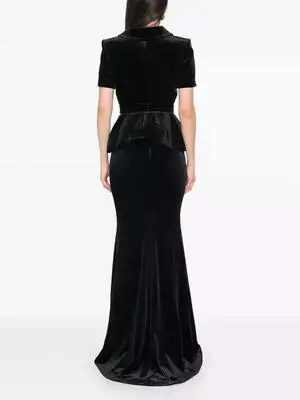 ADAMARIS V-neck Buttoned Maxi Skirt Set - Black