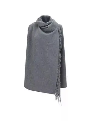 Fabiana Filippi High Neck Sleeveless Vest With Fringe Trim - Grey