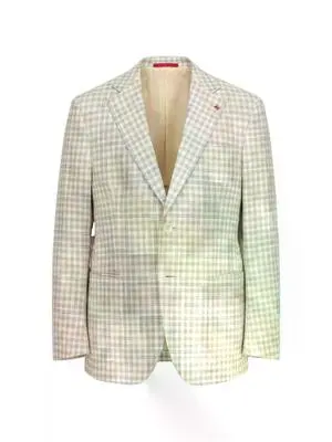 Isaia Check-pattern Notched-lapel Blazer - Neutrals