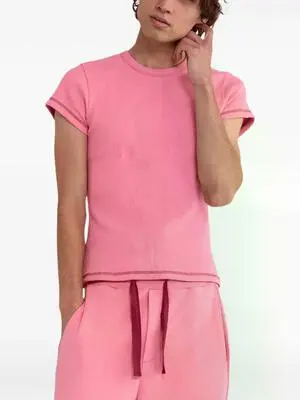 SANDERLAK Ribbed Knit T-shirt With Contrast Stitching