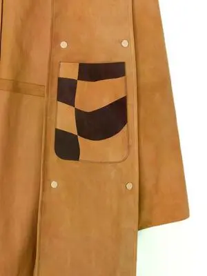 RETORI Integrated-scarf Suede Trench Coat