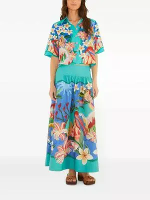 Farm Rio Floral Print Cropped Shirt