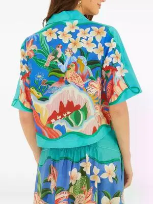 Farm Rio Floral Print Cropped Shirt