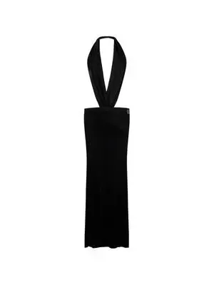 Dsquared2 Deep-cut Shiny Viscose Jersey Long Dress - Black