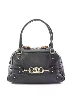Gucci 2000s Wave Boston Horsebit Tote Bag - Black