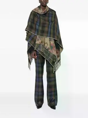 Etro Tartan Fringed Poncho