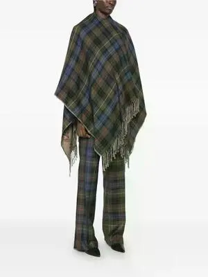 Etro Tartan Fringed Poncho