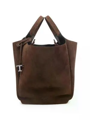 TOD'S T-logo Suede Bucket Bag - Brown