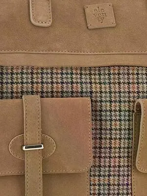 Eleventy Houndstooth-panel Suede Shoulder Bag