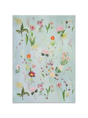 Oscar De La Renta Botanical-print Frayed Scarf - Blue