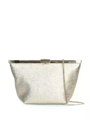 JIMMY CHOO Ganache Glitter-effect Frame Clutch Bag - Silver