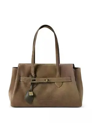 Brunello Cucinelli Suede Shoulder Bag With Padlock Detail