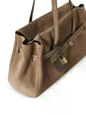 Brunello Cucinelli Suede Shoulder Bag With Padlock Detail