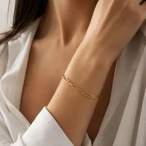 NOWART JEWELRY Nowart Jewelry Sterling Silver 18K Gold-Plated Chain Link Bracelet