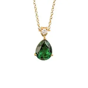 JUVETTI  Green / White / Gold Ori Medium Pendant Necklace In Emerald & Diamond Set In Gold Green/white/gold