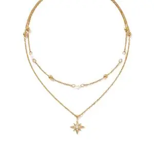 ELK & BLOOM 14k Double Star Satellite Pendant Necklace - Gold