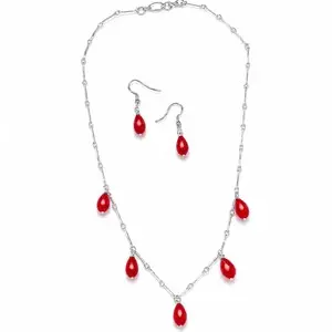 Way To Chic Burgundy Jewelry Set On - Silver