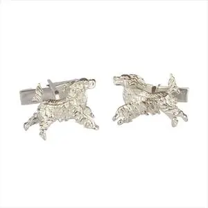 SIMON KEMP JEWELLERS Leaping Spaniel Cufflinks In Solid Sterling Recycled - Silver