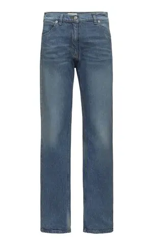 Magda Butrym Washed Cotton Denim Jeans - Blue