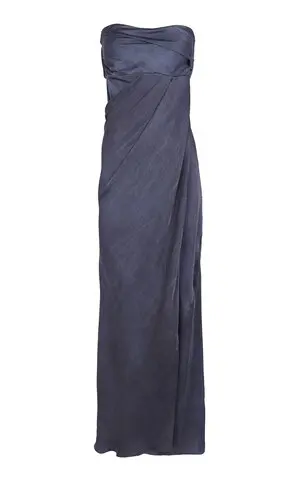 CORTANA Elira Strapless Gathered Maxi Dress - Grey