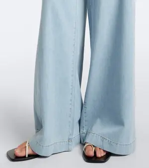 FRAME The Offshore Cotton-blend Wide-leg Pants - Blue