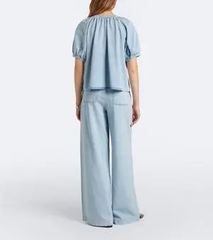 FRAME The Offshore Cotton-blend Wide-leg Pants - Blue