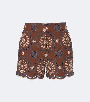 Veronica Beard Allen Broderie Anglaise Linen Shorts - Multicoloured