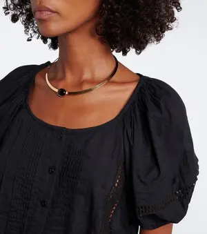 Ulla Johnson Clara Embroidered Cotton Crop Top