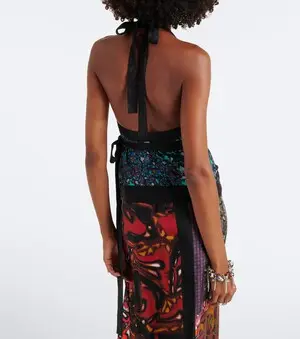 Dries Van Noten Printed Moire Wrap Top