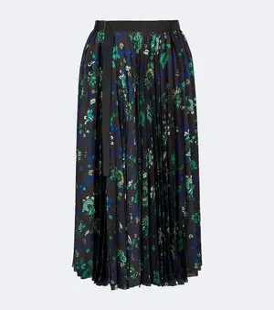 Sacai Floral Plisse Midi Skirt - Brown