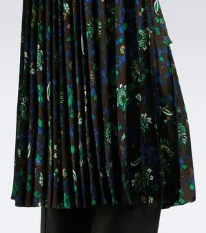 Sacai Floral Plisse Midi Skirt - Brown