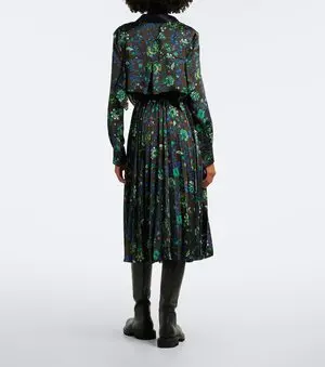Sacai Floral Plisse Midi Skirt - Brown