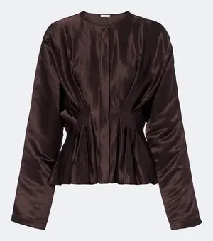 JOSEPH Erin Pleated Linen And Silk Blouse - Brown