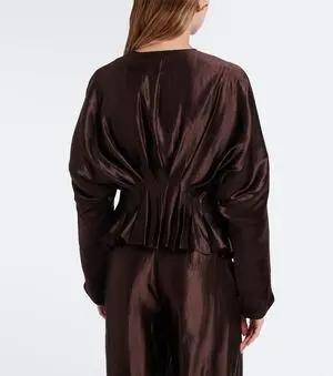 JOSEPH Erin Pleated Linen And Silk Blouse