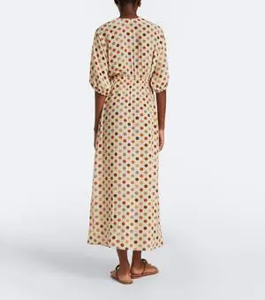ERES Polka Dot V-neck Silk Midi Dress
