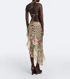 Roberto Cavalli Leopard-print Silk Beach Cover-up