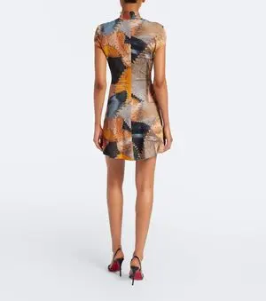 Roberto Cavalli Ruched Trompe L’oil Minidress