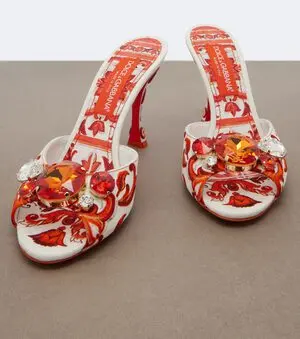Dolce & Gabbana Majolica Embellished Brocade Mules